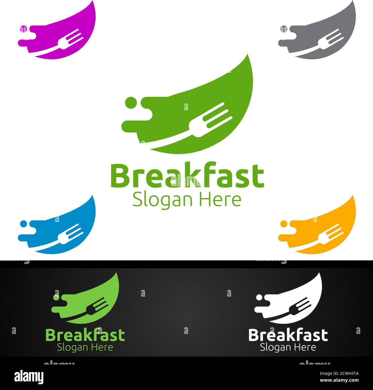 Breakfast Fast Food Delivery Service Logo for Restaurant, Cafe or ...