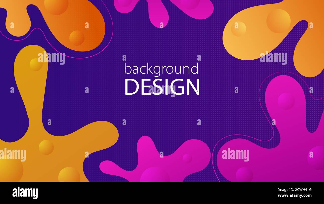 Purple fluid background design. Liquid ameoba shapes composition. Funky ...