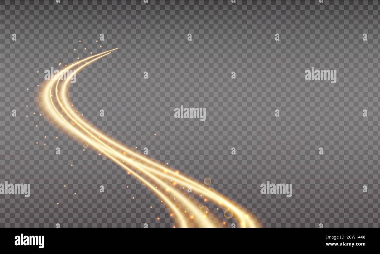 Golden swoosh, magic wave. Gold trail isolated on transparent ...