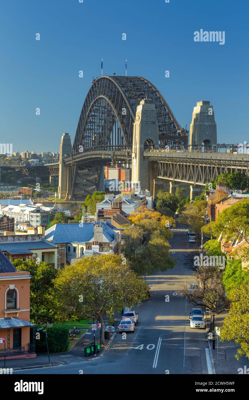 Sydney Harbour Bridge in Australia, seen along Lower Fort Street in The ...