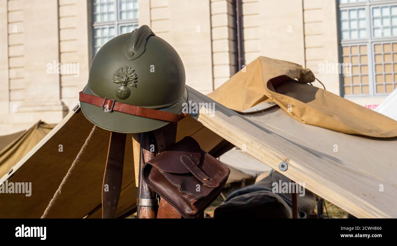 a World war two french military helmet Stock Photo - Alamy