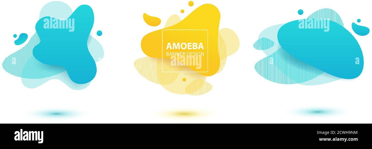 Amoeba liquid design. Dynamical colored forms of amoeba. Modern banner ...