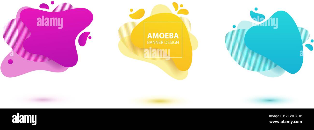 Amoeba liquid design. Dynamical colored forms of amoeba. Modern banner ...