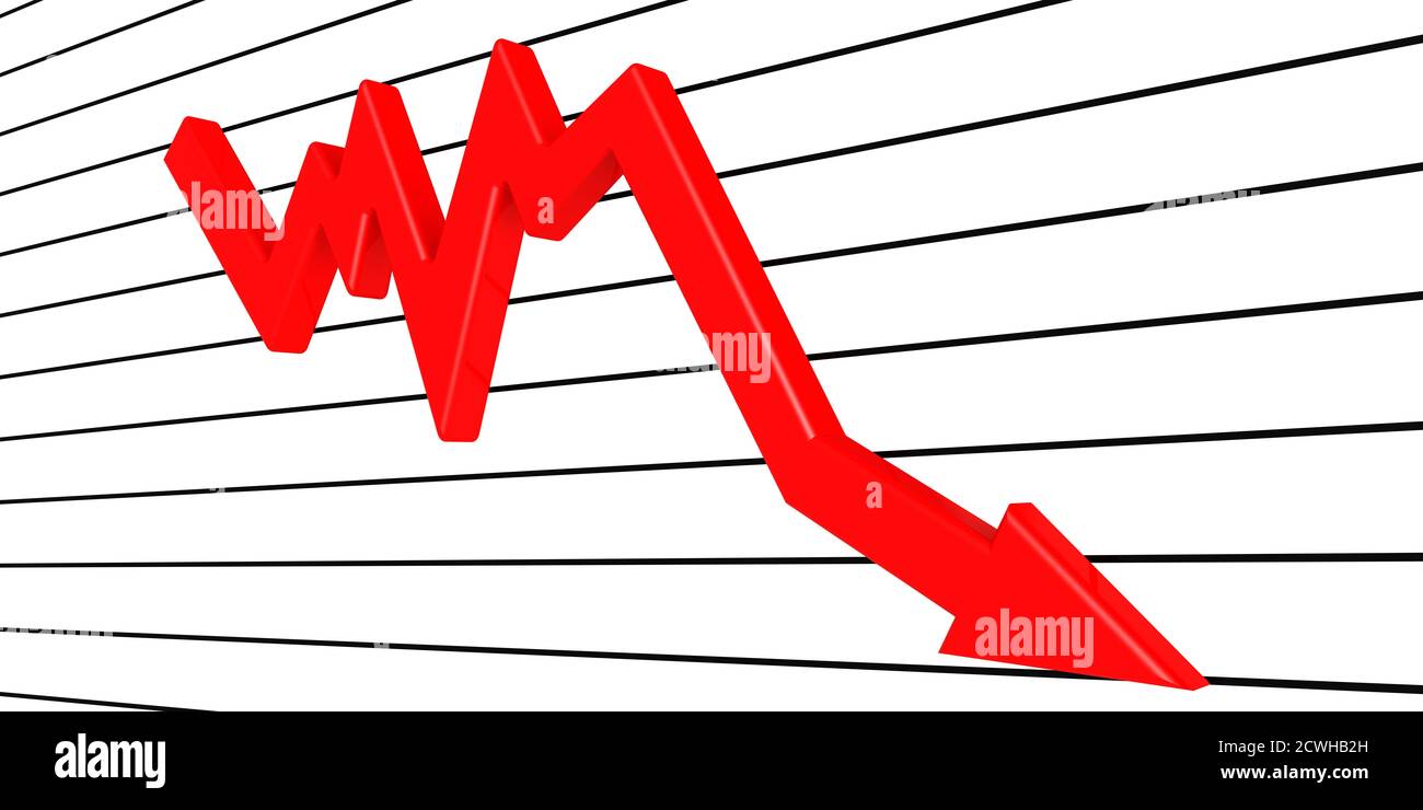 Red arrow going down isolated, 3D rendering Stock Photo - Alamy