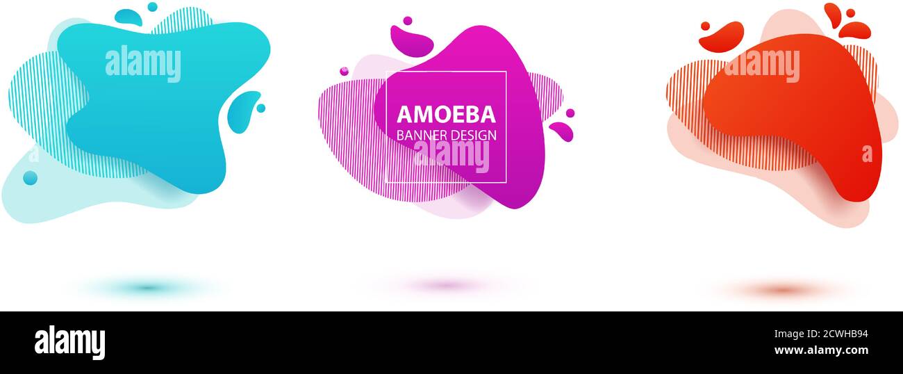 Amoeba liquid design. Dynamical colored forms of amoeba. Modern banner ...