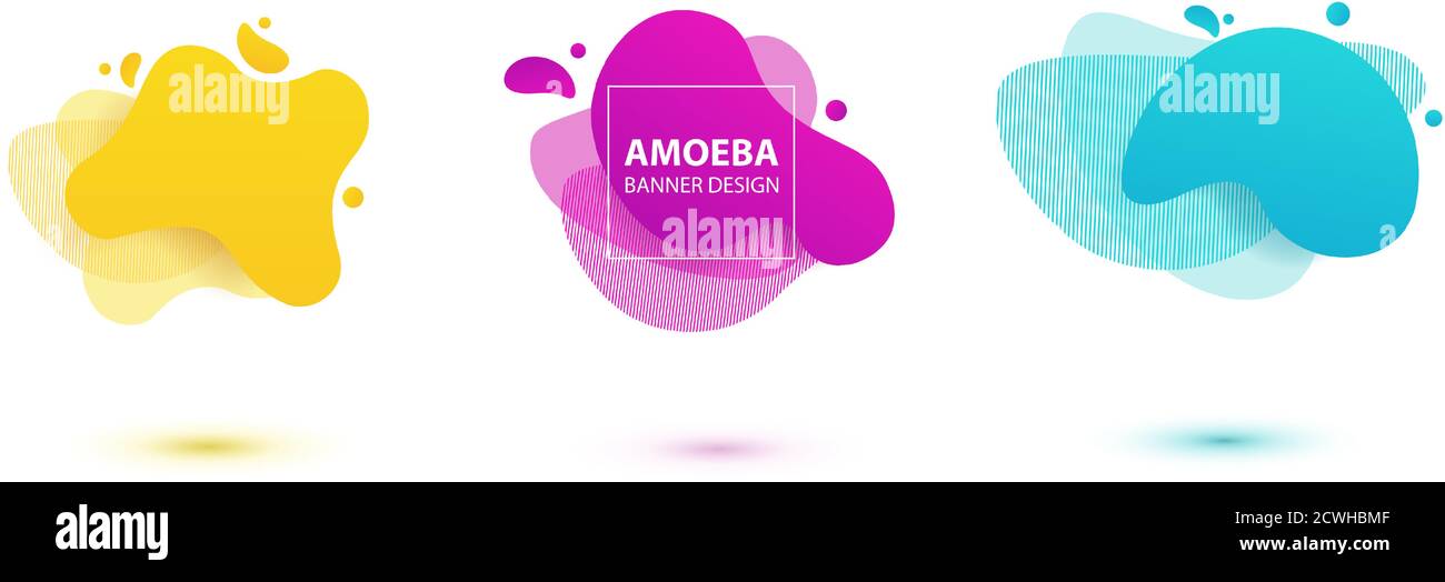 Amoeba liquid design. Dynamical colored forms of amoeba. Modern banner ...