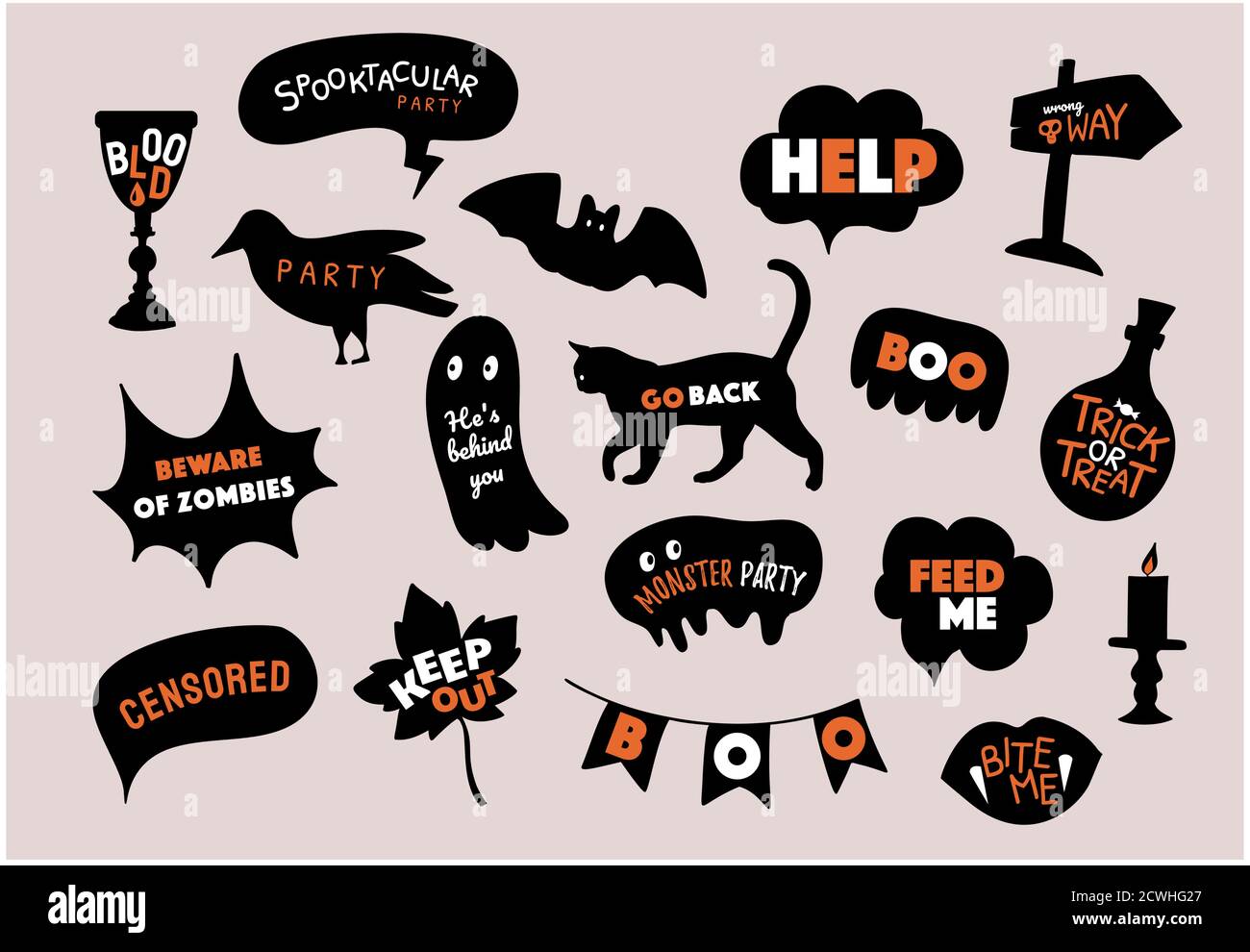 Vector speech bubbles set with halloween text Stock Vector Image & Art ...