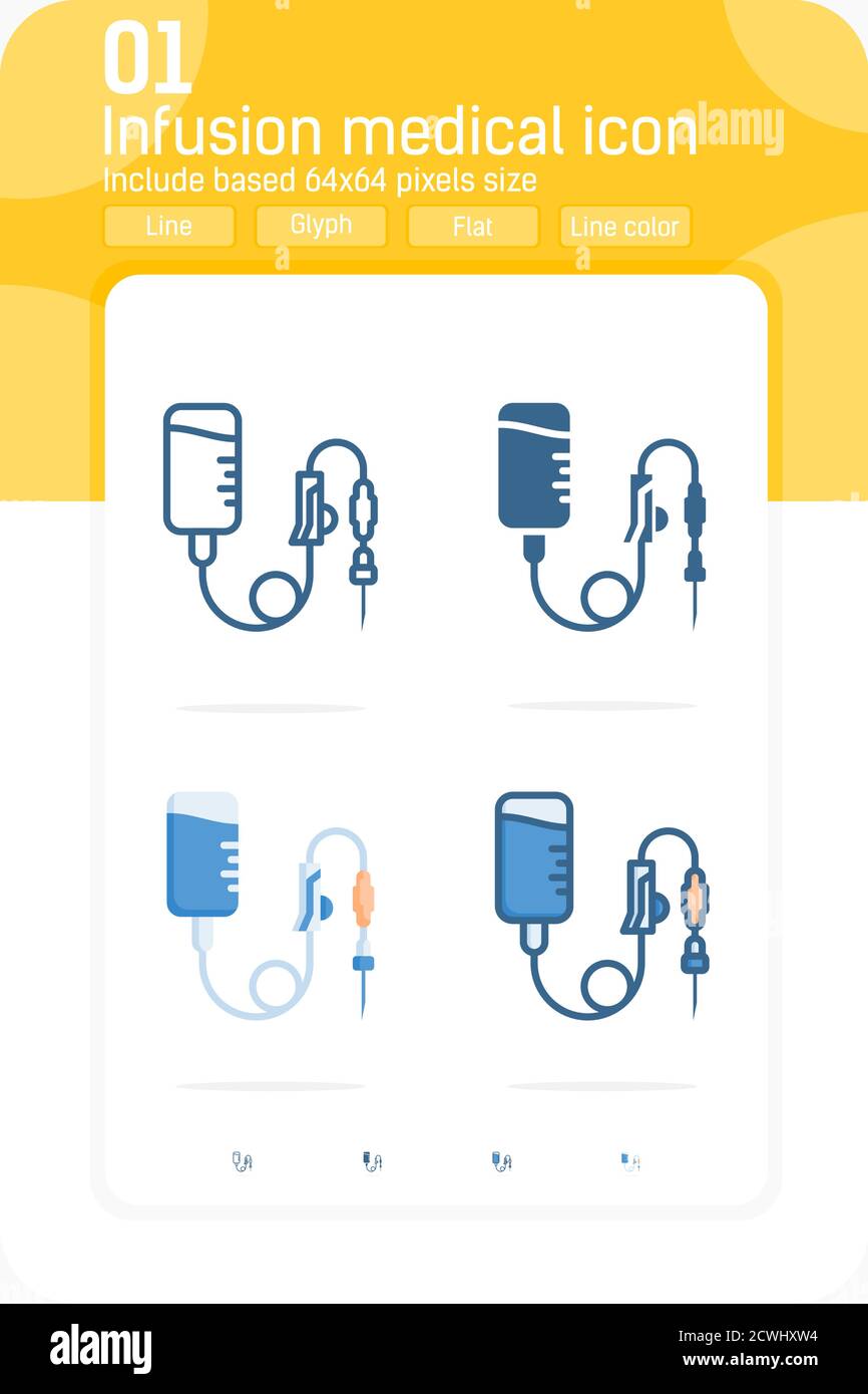 Infusion medical premiun icon with multiple style isolated on white ...