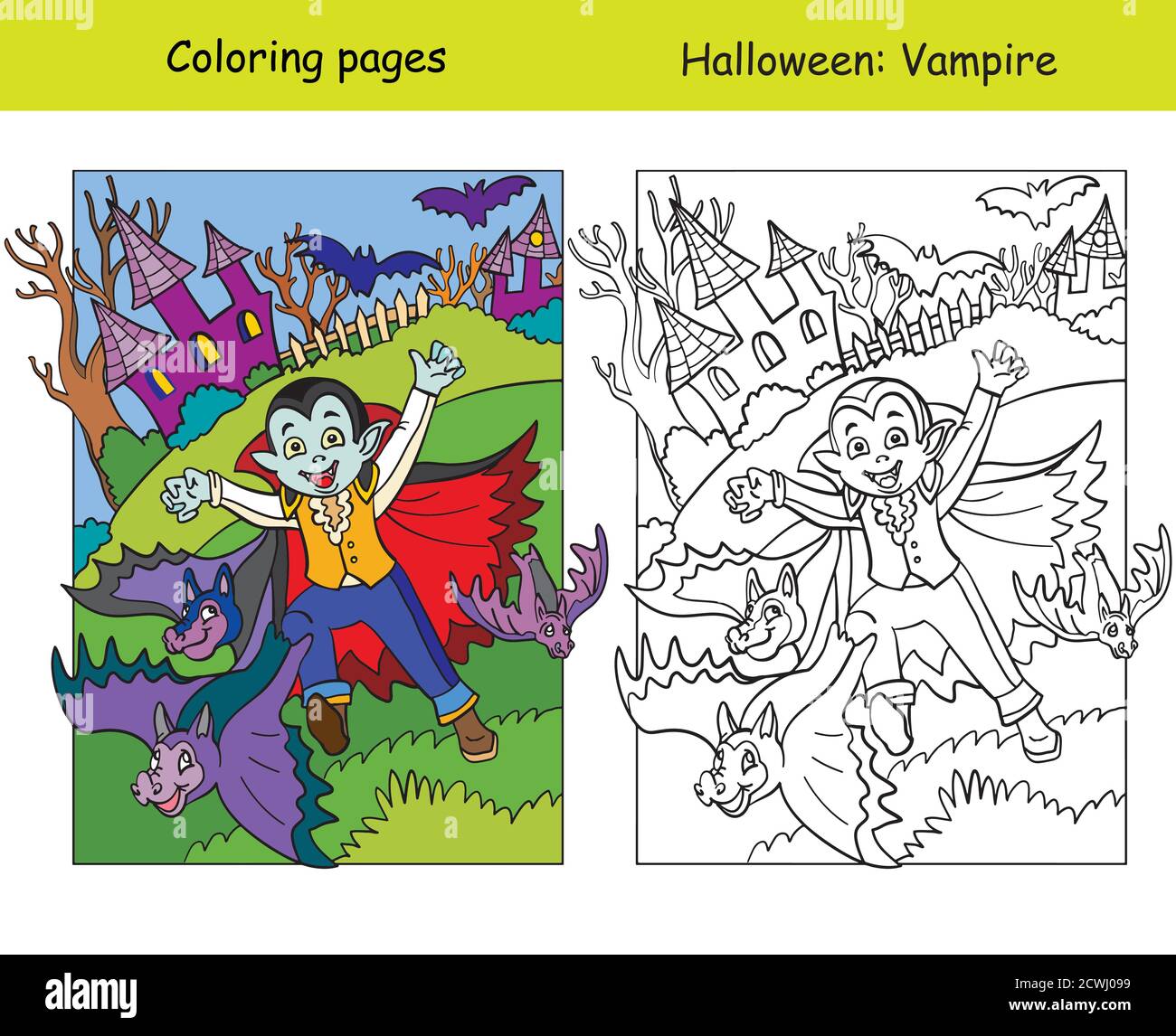 Creepy vampire coloring page vector hi-res stock photography and images ...