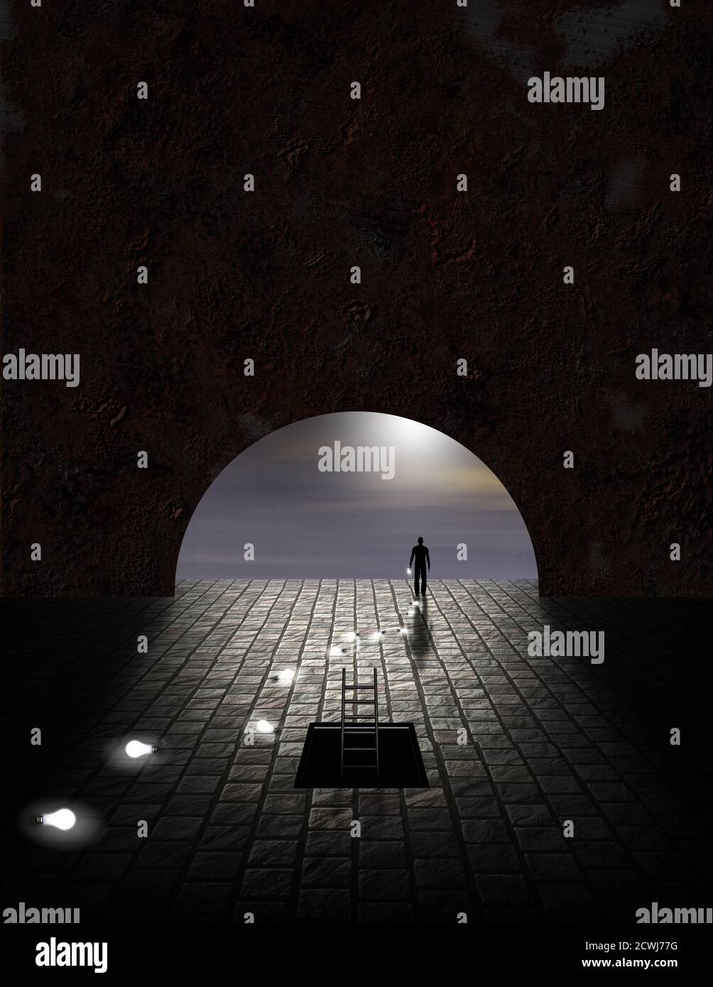 Man loses light bulbs as ideas Stock Photo - Alamy