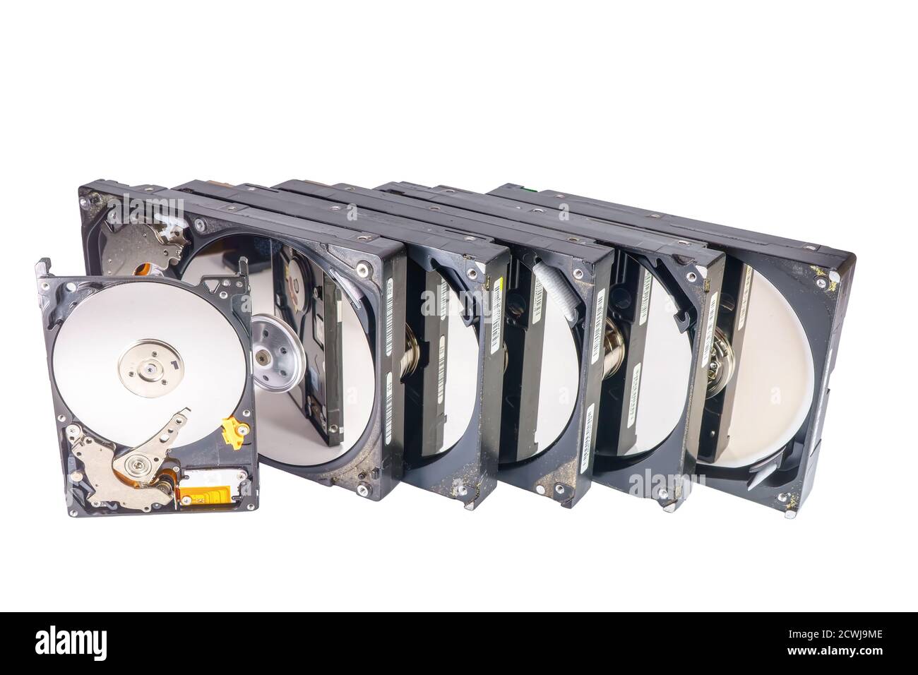 Hard disk drive removable case for repair on a white background Stock ...