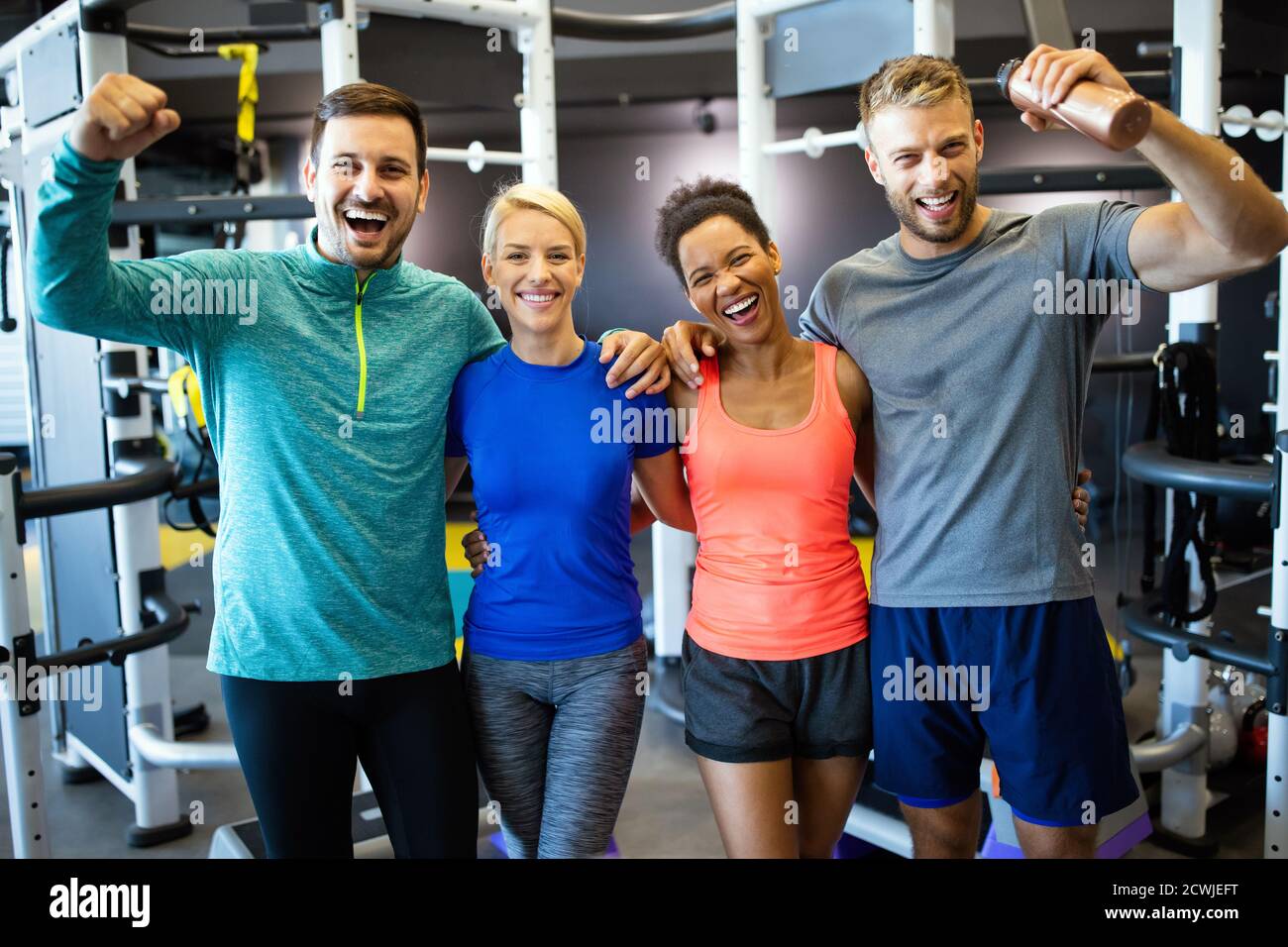 Fitness, sport, training, gym, success and lifestyle concept. Group of ...