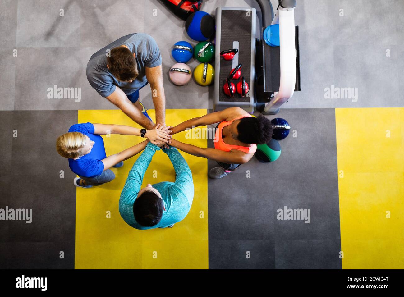 Fitness, sport, training, gym, success concept. Group of happy people ...