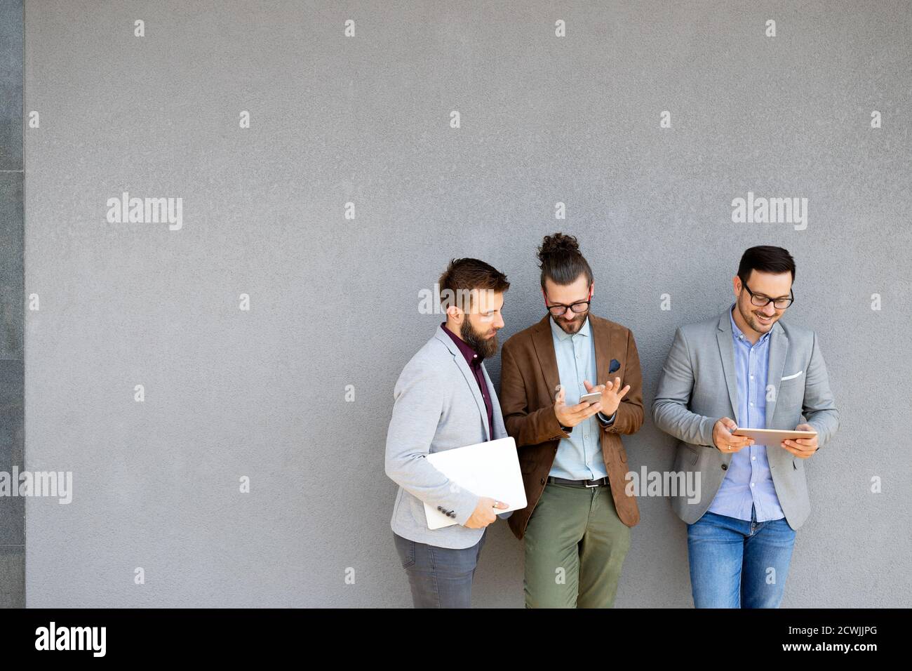 Group of success business people discussing ideas at meeting outside ...