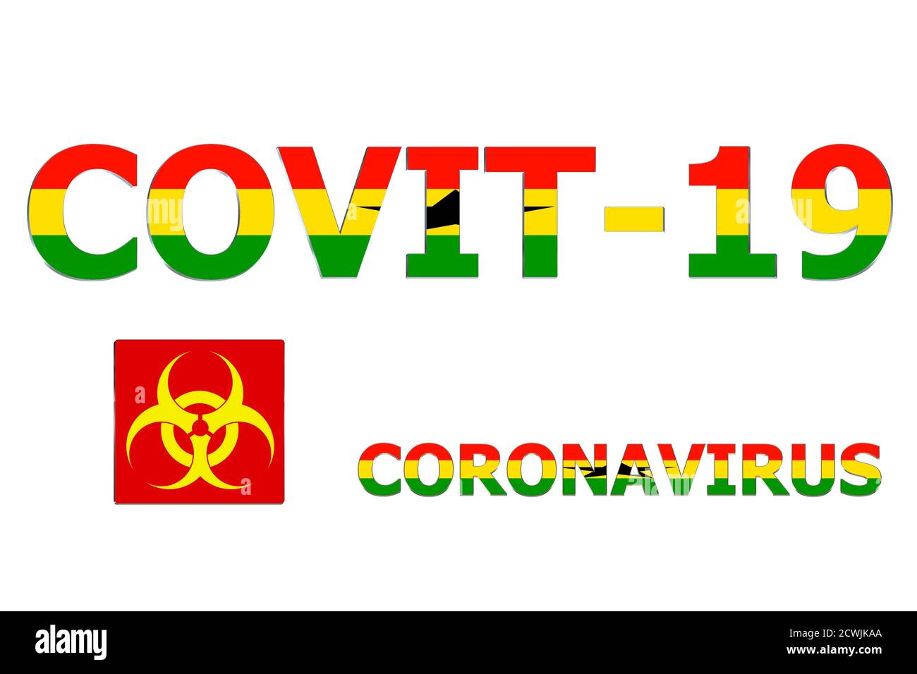 3D Flag of Ghana on a Covit-19 text background Stock Photo - Alamy