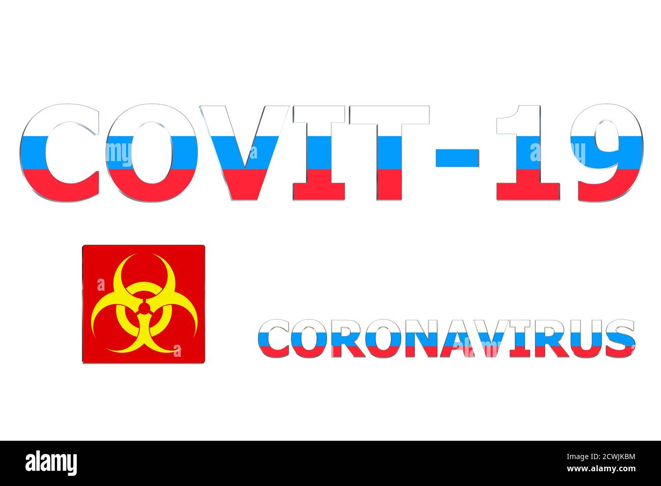 3D Flag of Russia on a Covit-19 text background Stock Photo - Alamy