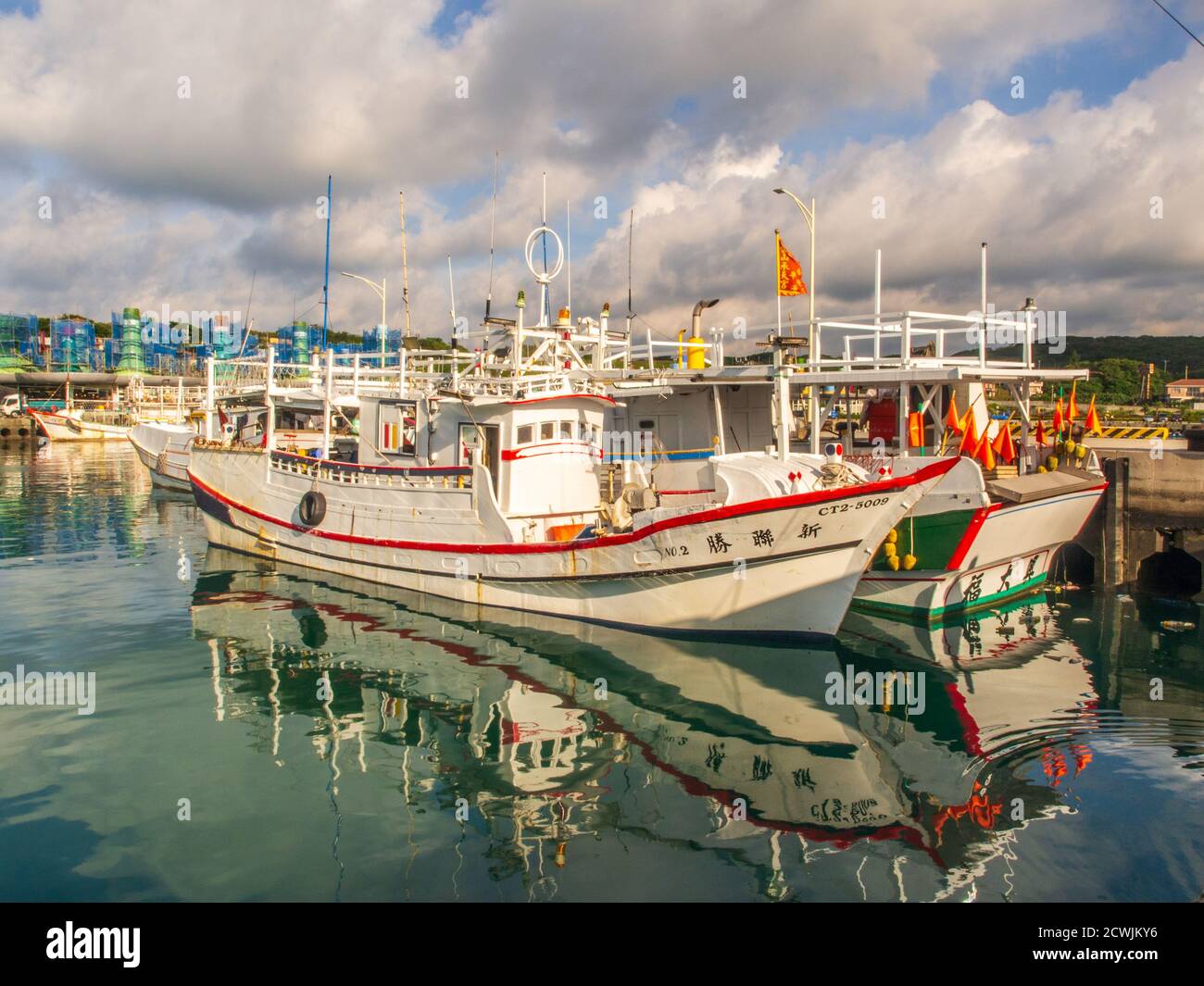 Fuji, Taiwan - October 03, 2016: Fishing boats of different size in ...