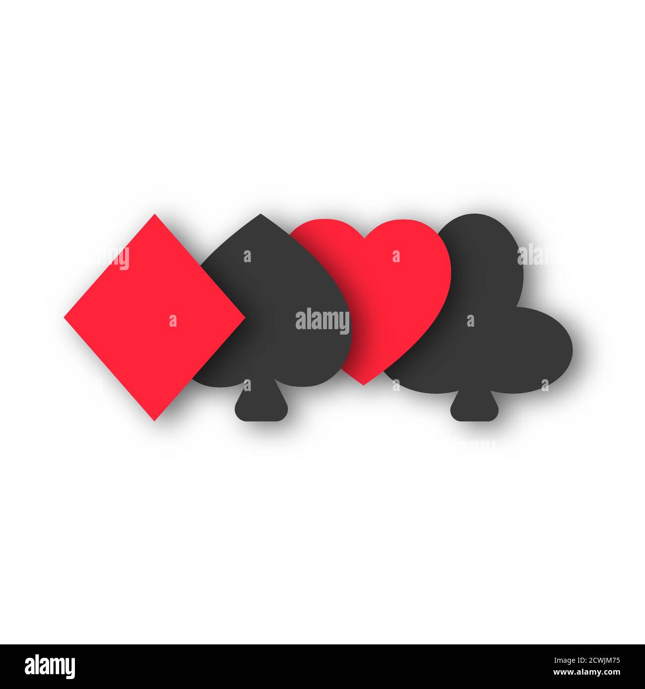 Set of symbols of playing cards suit with shadows, vector illustration ...