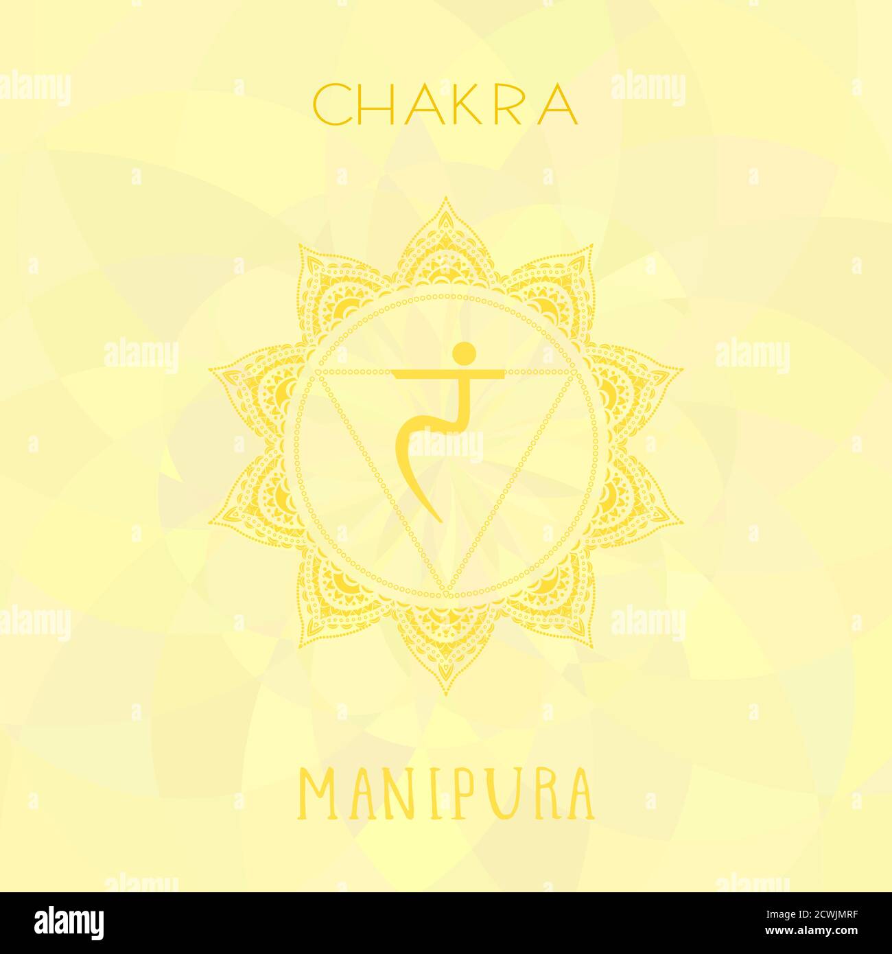 Vector illustration with symbol chakra Manipura on abstract background ...
