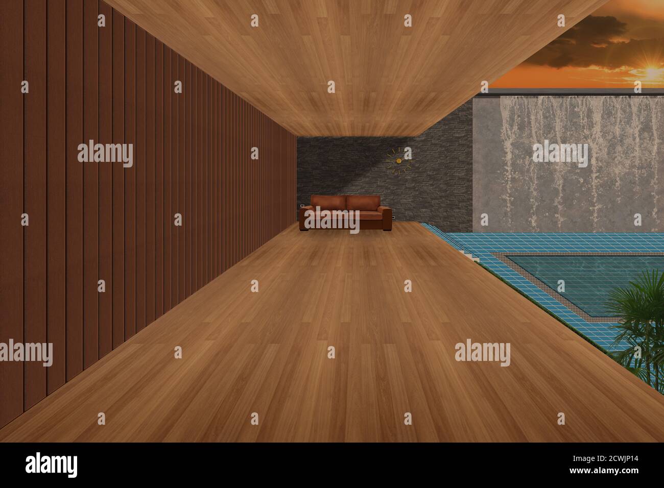 The modern courtyard. 3D design concept Stock Photo - Alamy