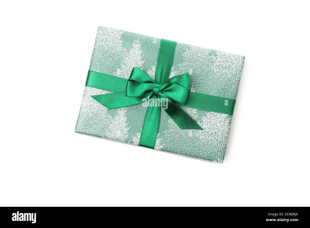 Beautiful Christmas box with bow isolated on white background Stock ...