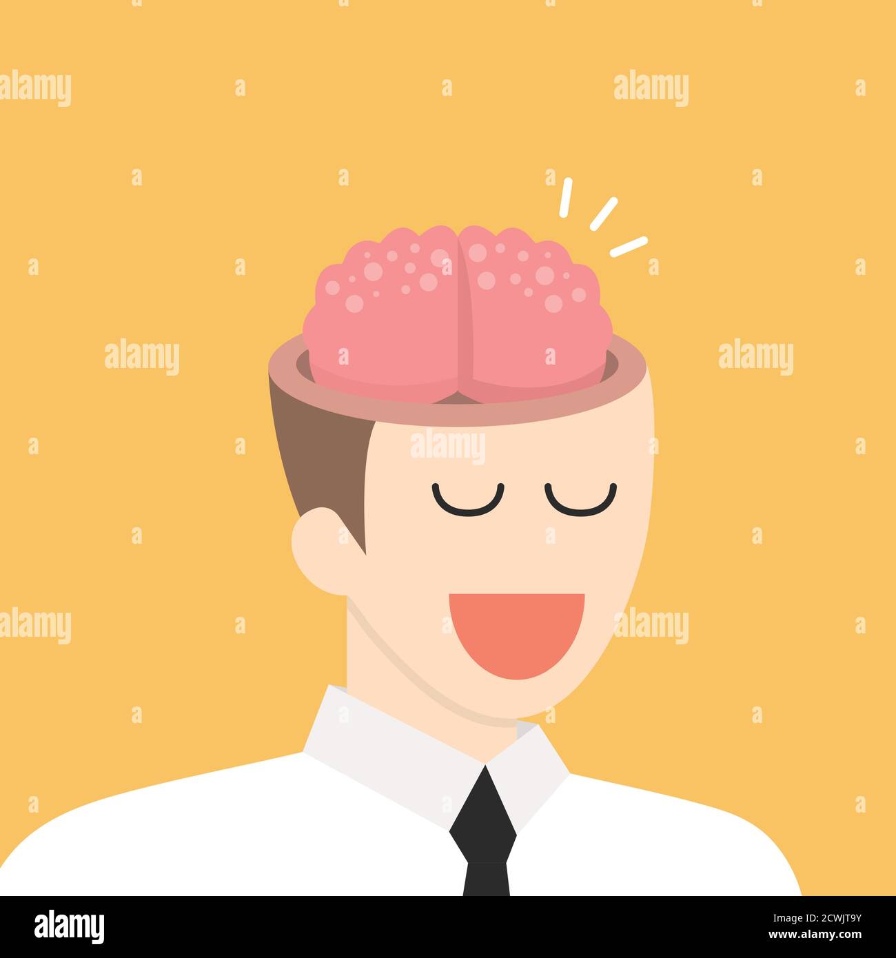 Brain in businessman head. Business idea concept vector illustration ...