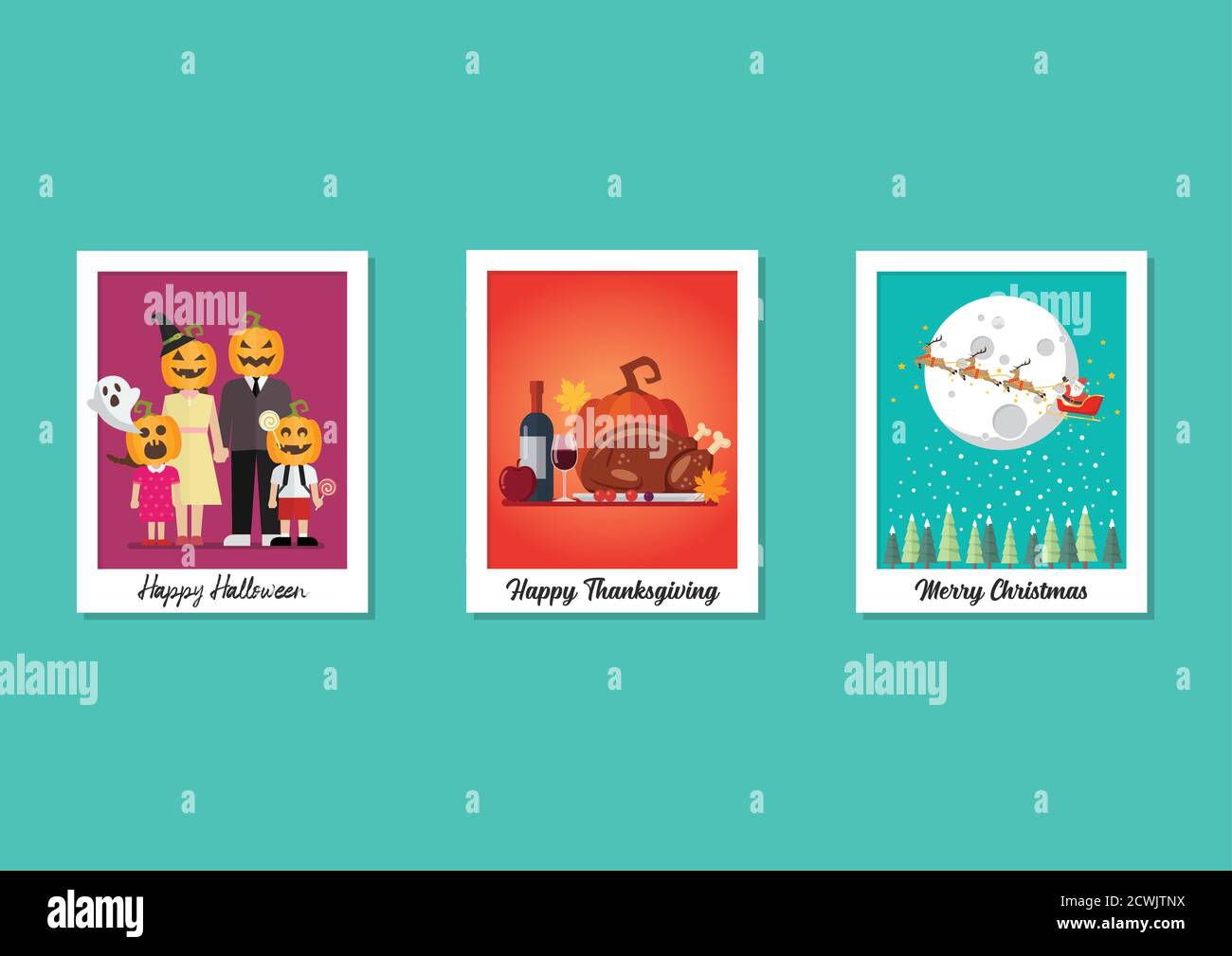 Polaroid Photo Frames Holiday collection set. Halloween Thanksgiving ...