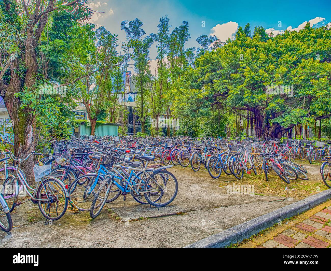 Taipei, Taiwan - October 02, 2016: Thousands of different bikes on the ...