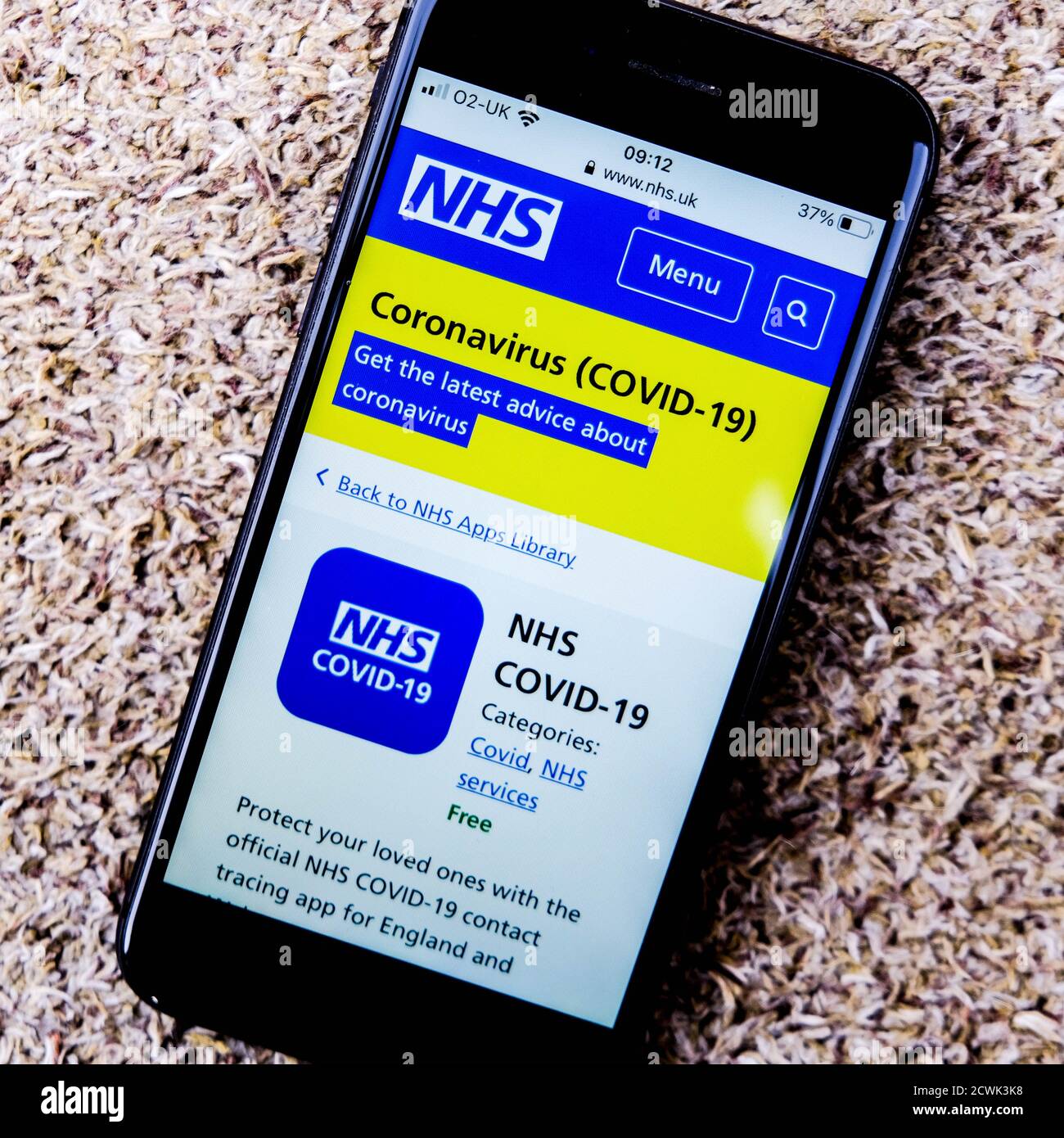 London UK, September 30 2020, NHS Track and Trace Covid-19 Smartphone ...