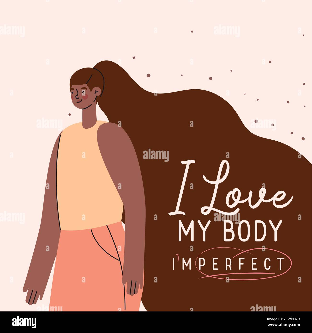 i love my body imperfect perfect black woman cartoon vector design ...