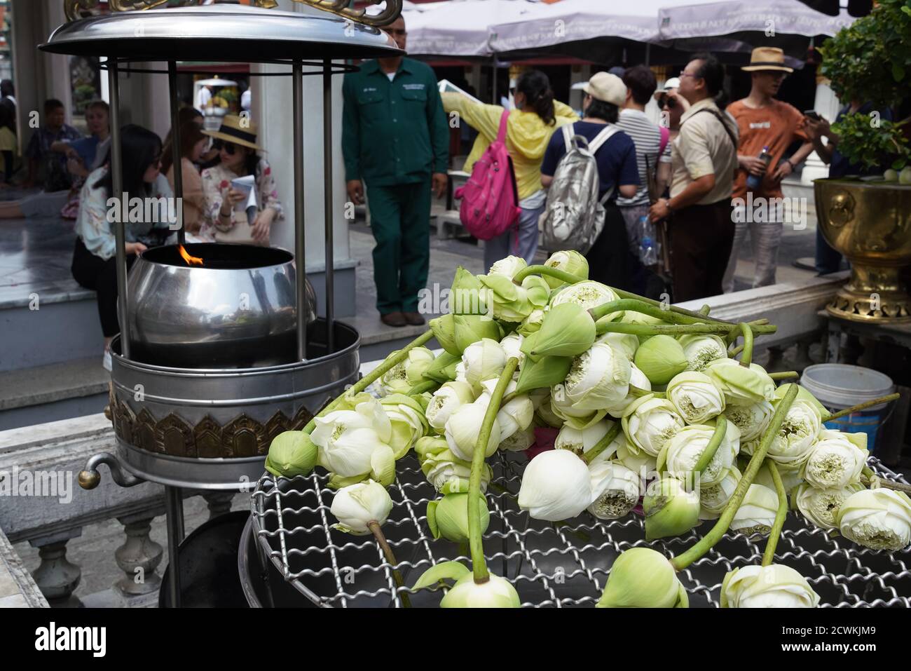 Water market and temple in Thailand Stock Photo - Alamy