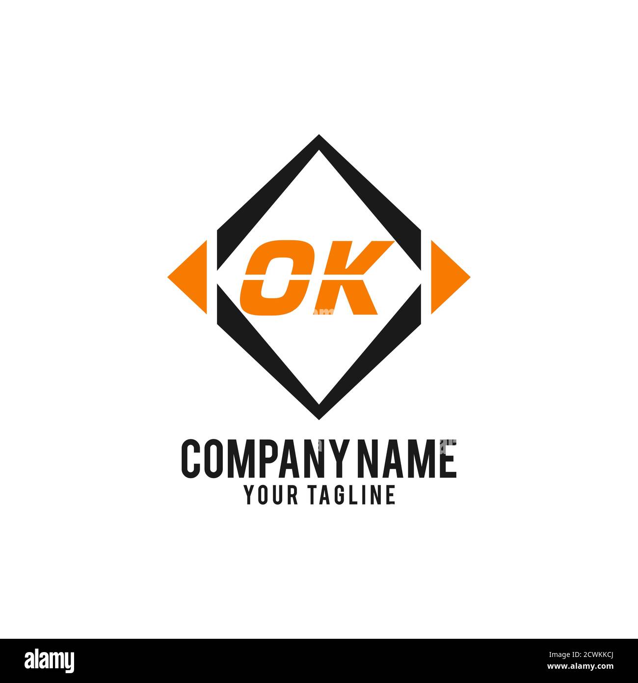 Initial Simple Letter OK Logo Design Vector Template. Abstract Minimal ...