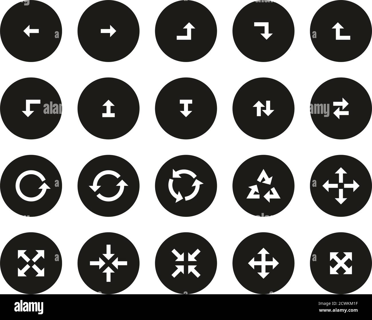 Arrows Or Navigation Icons White On Black Flat Design Circle Set Big Stock Vector Image & Art ...