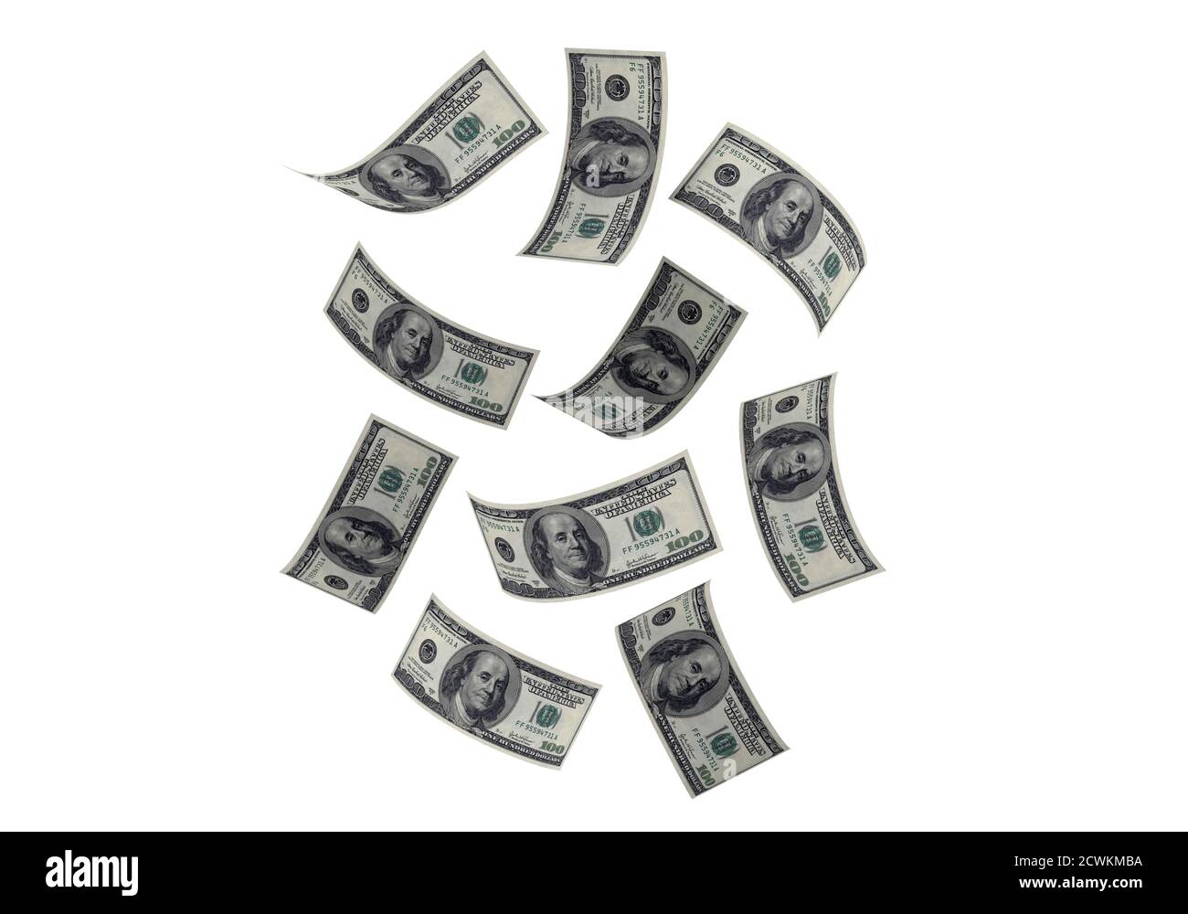 3d Render 100 US Dollar Paper Money White Background Stock Photo - Alamy