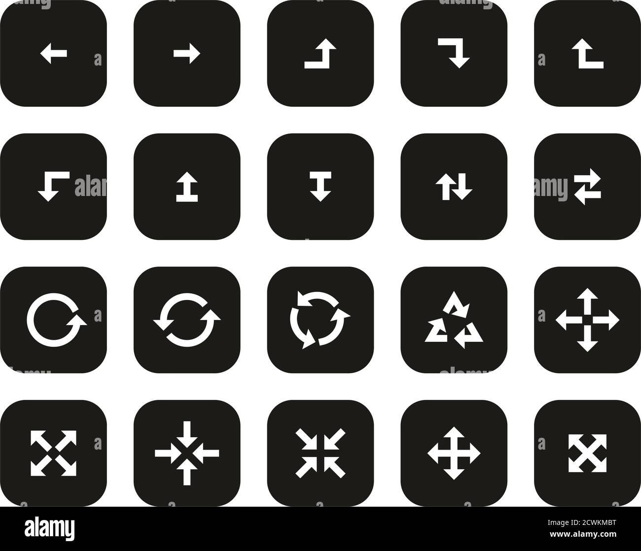 Arrows Or Navigation Icons White On Black Flat Design Set Big Stock Vector Image & Art - Alamy