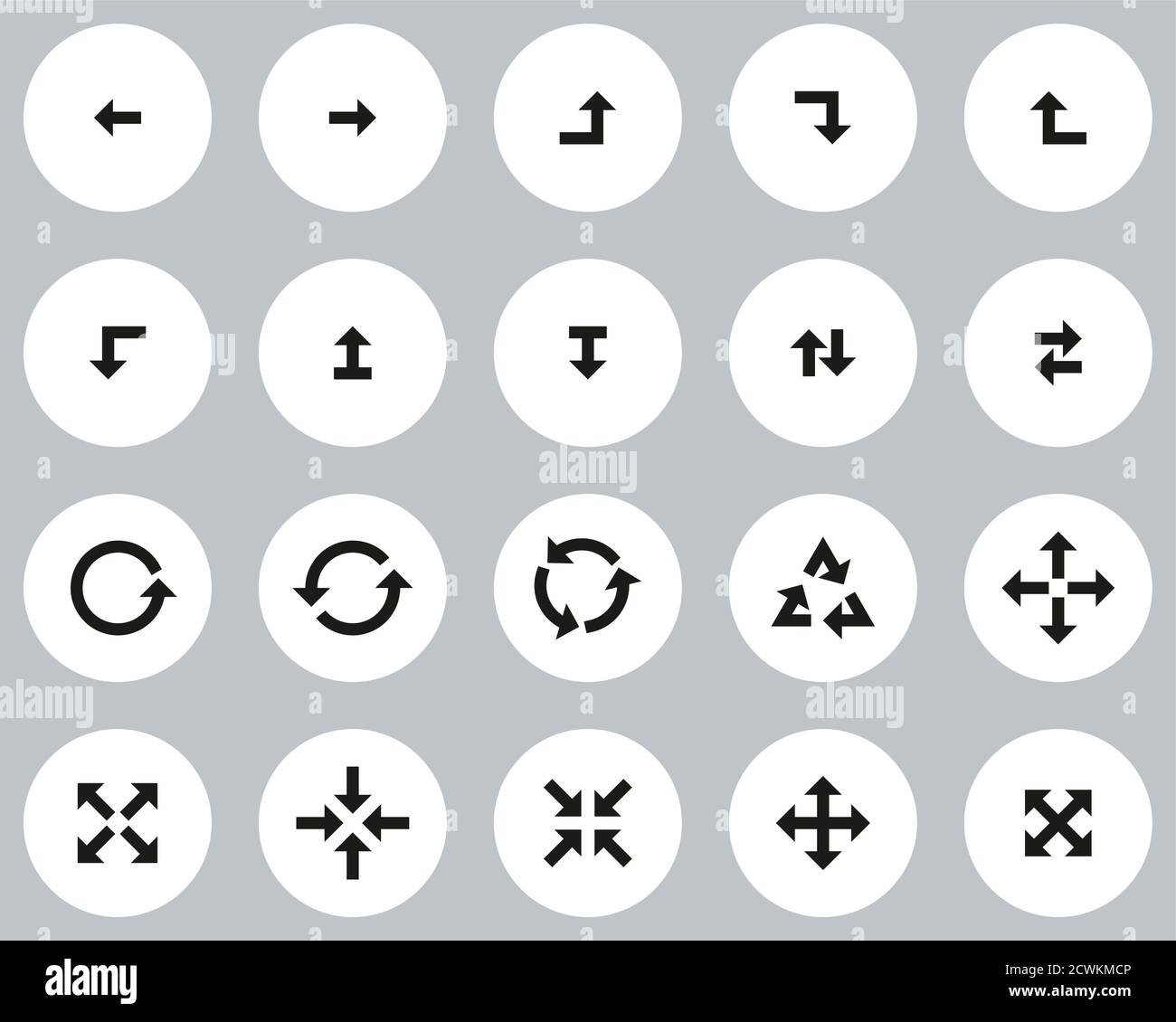 Arrows Or Navigation Icons Black & White Flat Design Circle Set Big ...