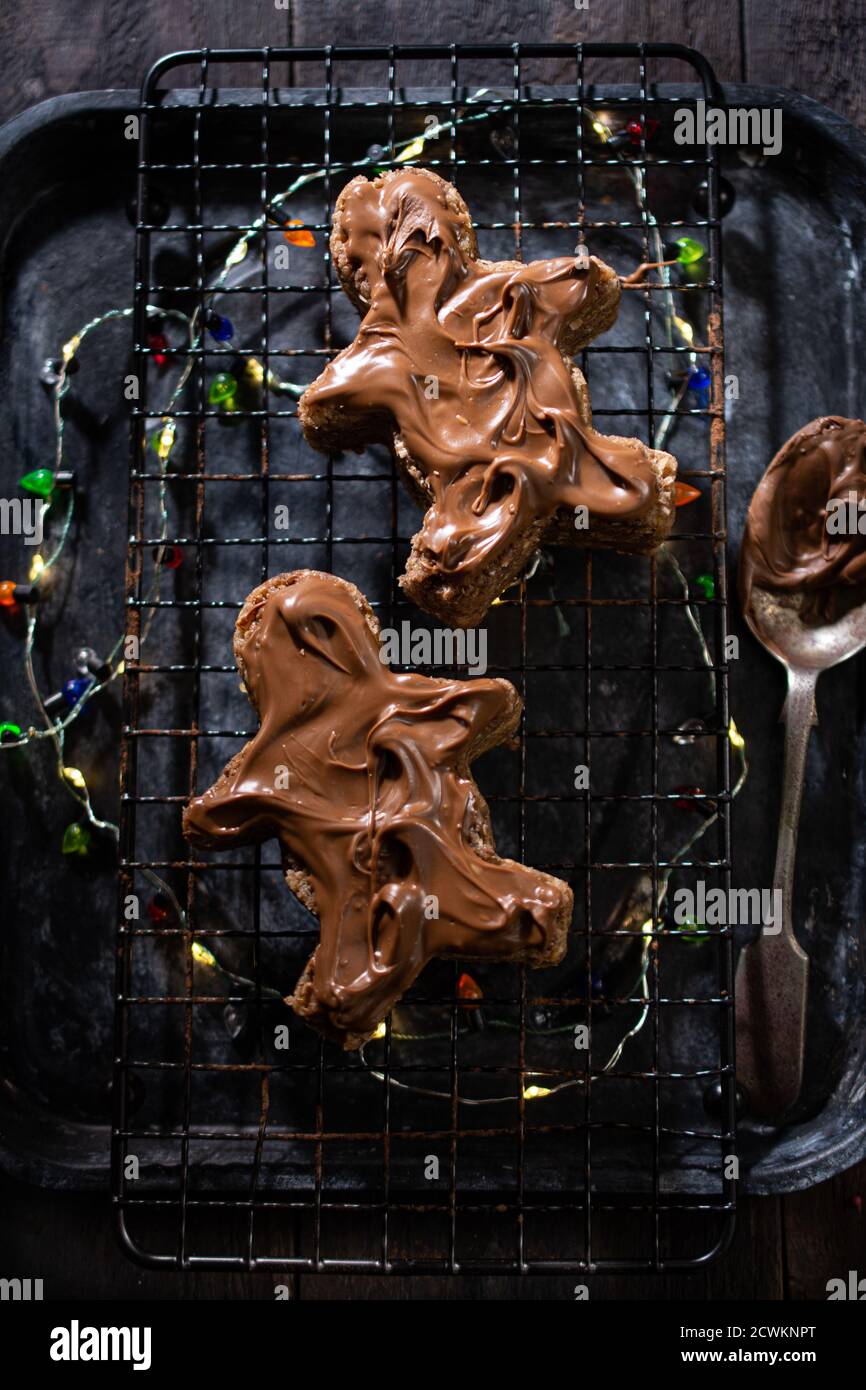Christmas gingerbread man.Sweet dessert.Healthy food and drink ...