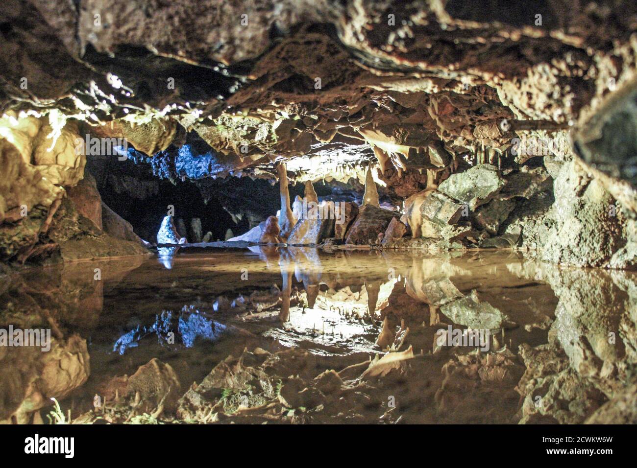 Inside Cheddar Caves in Somerset. Available light reportage might be ...