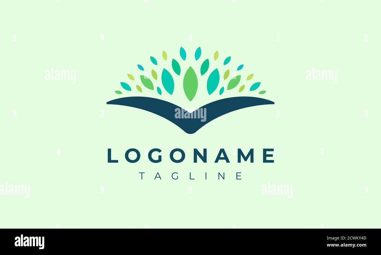 book logo template with leaves popping out of it Stock Vector Image ...