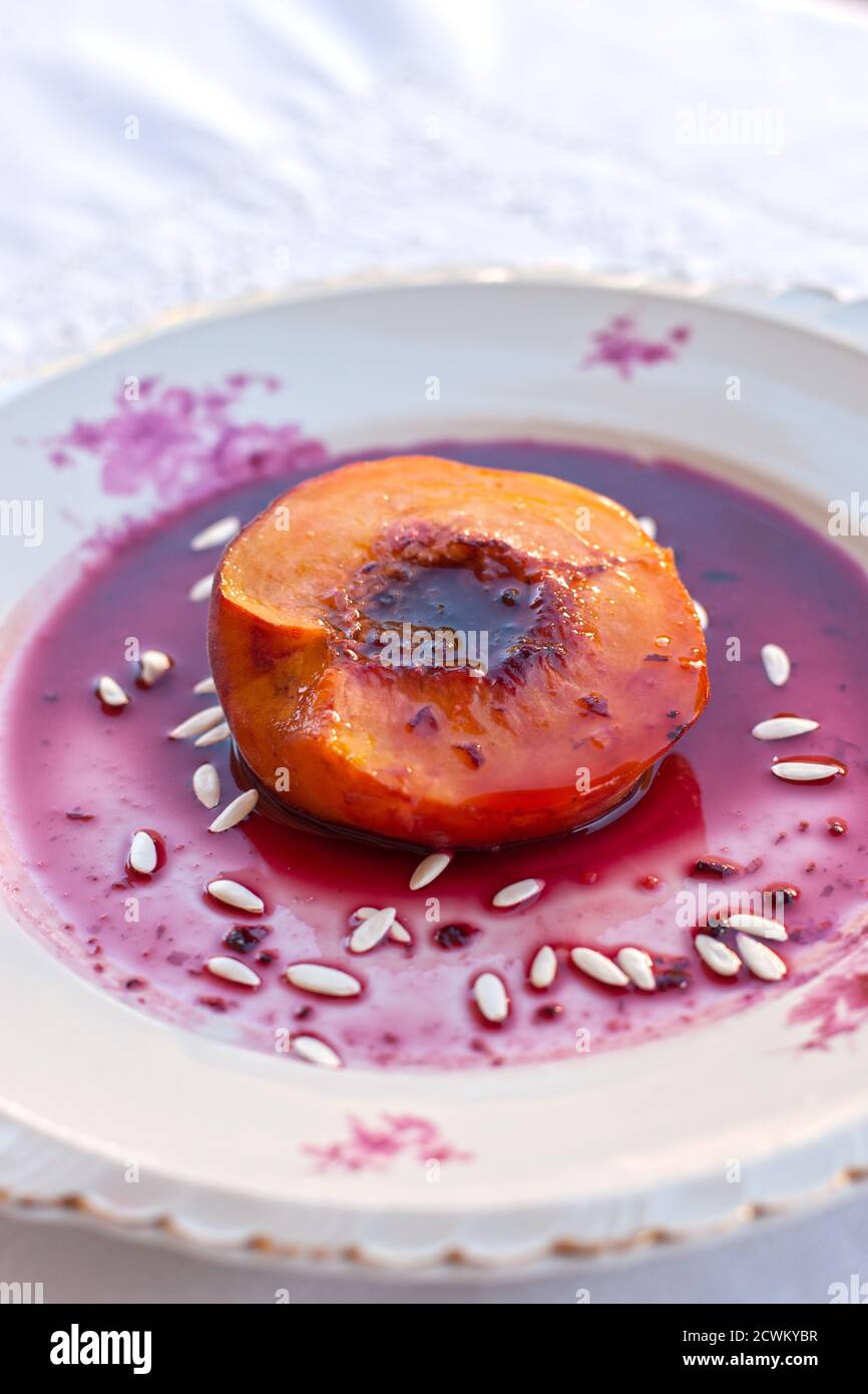 Peach dessert hi-res stock photography and images - Alamy