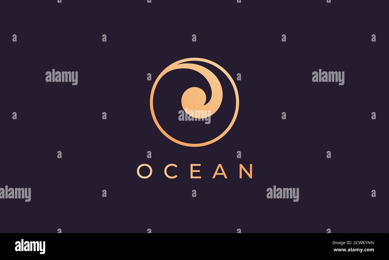 gold ocean wave logo template with luxurious and premium shape Stock ...