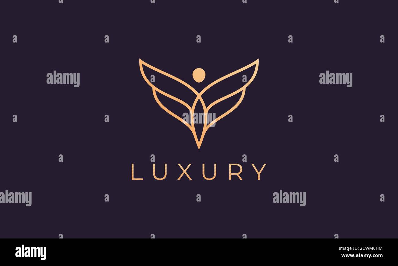 winged and gold colored human figure logo template Stock Vector Image ...