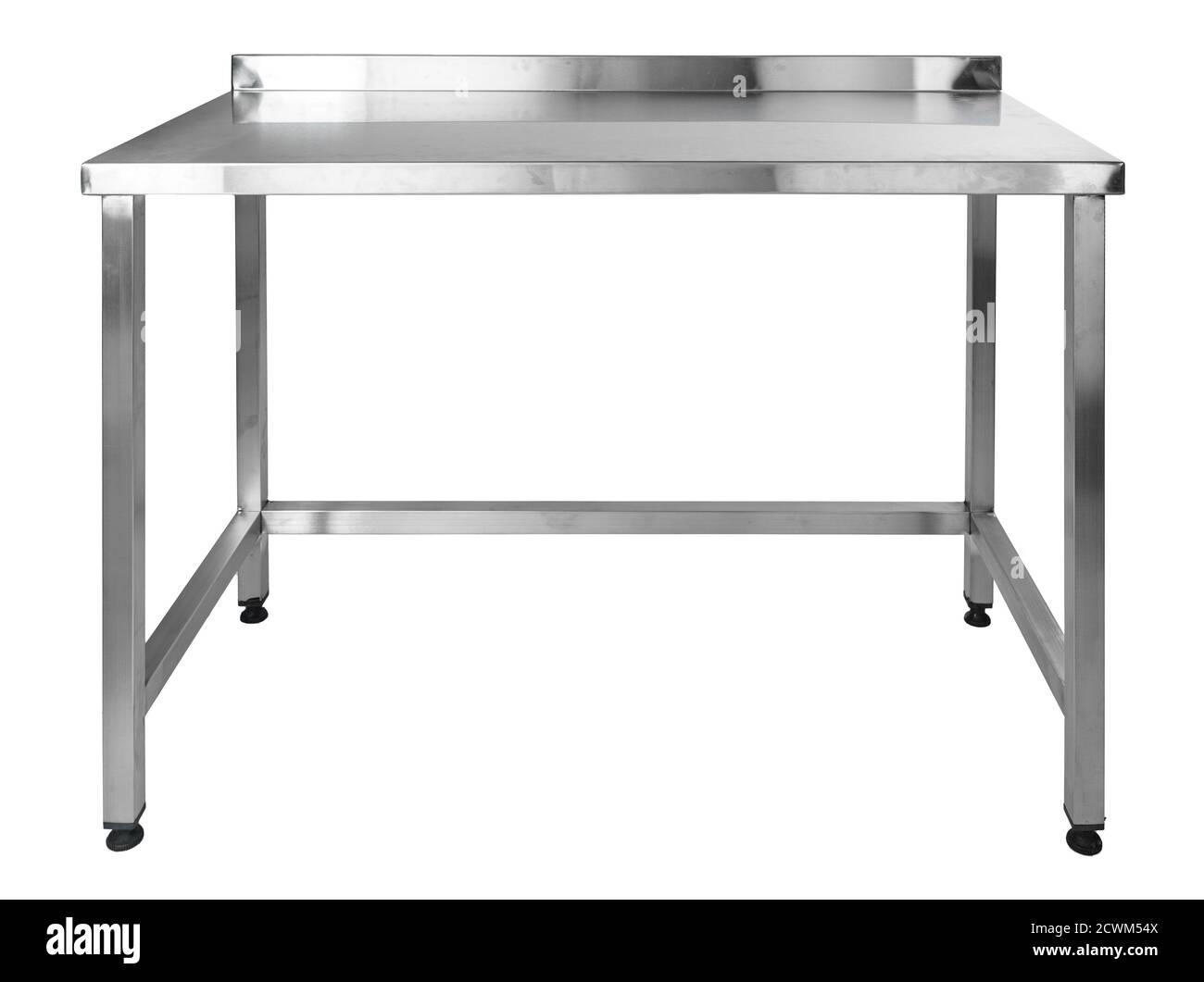 Metal industrial kitchen table for food preparation isolated on white ...