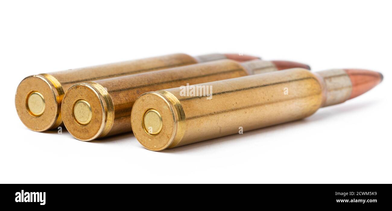 Metal cartridges isolated on white background close up Stock Photo - Alamy