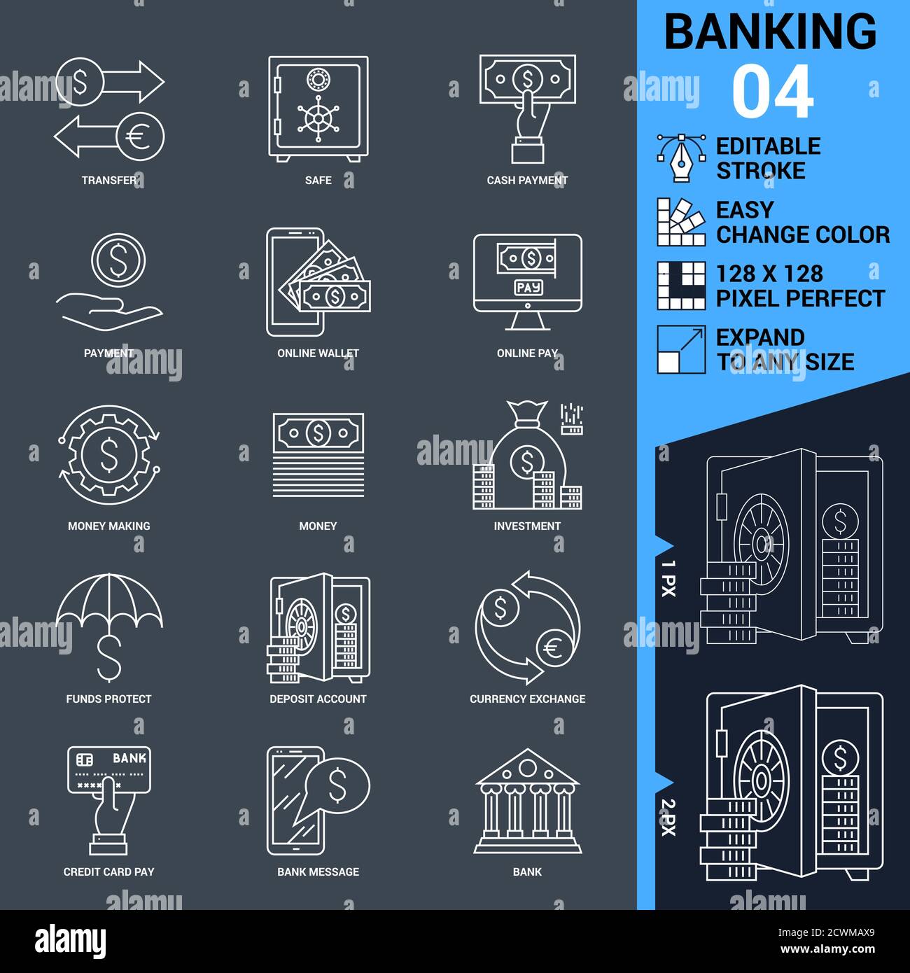 Banking icons set. Thin Line Vector Illustration Stock Vector Image ...