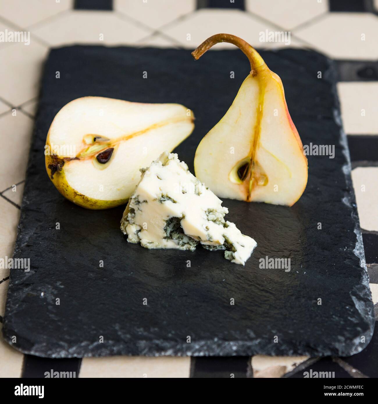 Blue cheese and pear Stock Photo - Alamy