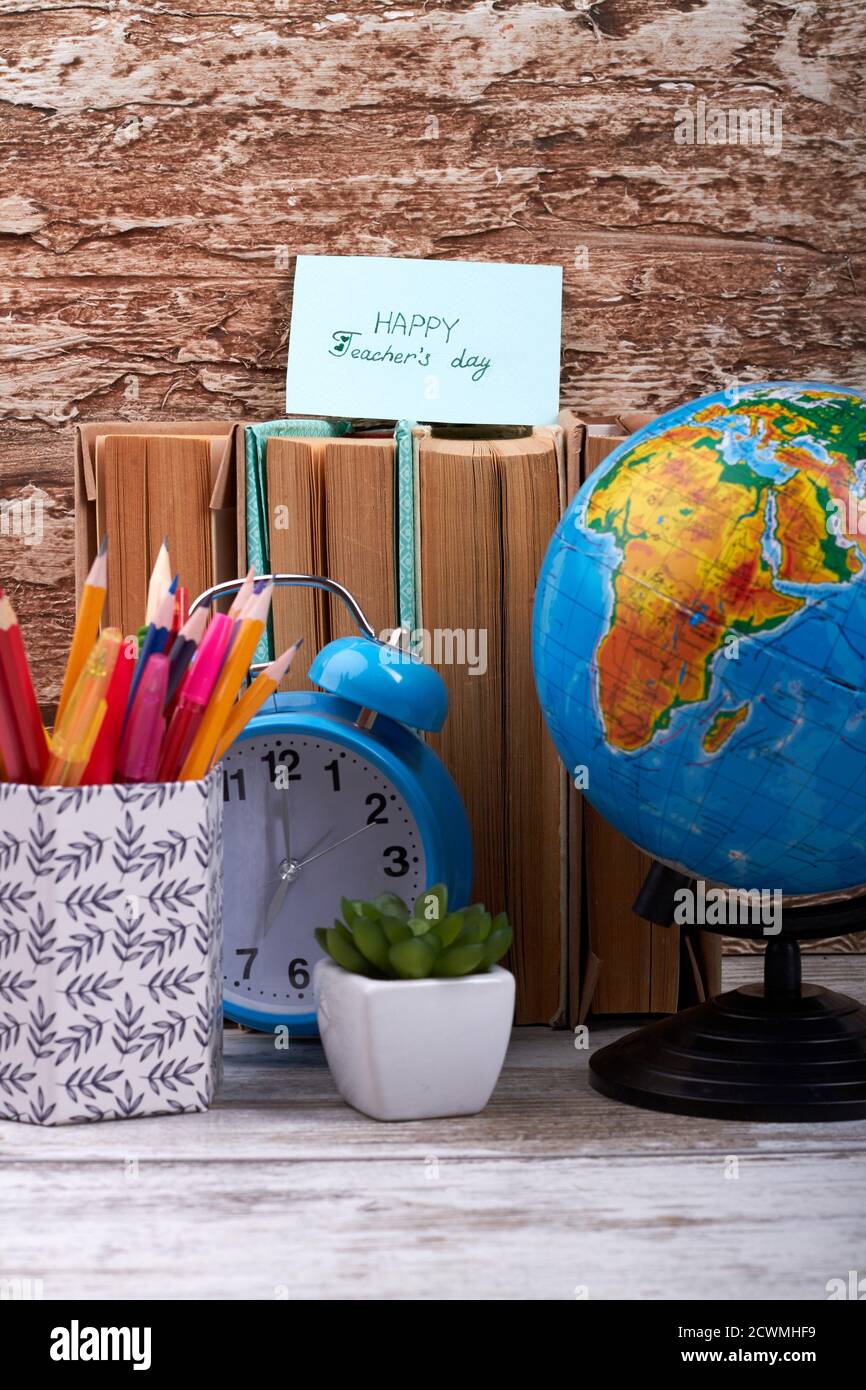 Composition of items for education Stock Photo - Alamy