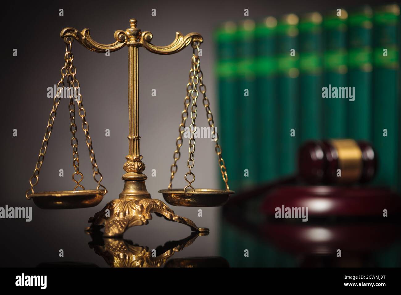 concept of fair law and justice, golden balanced scale in front of law ...