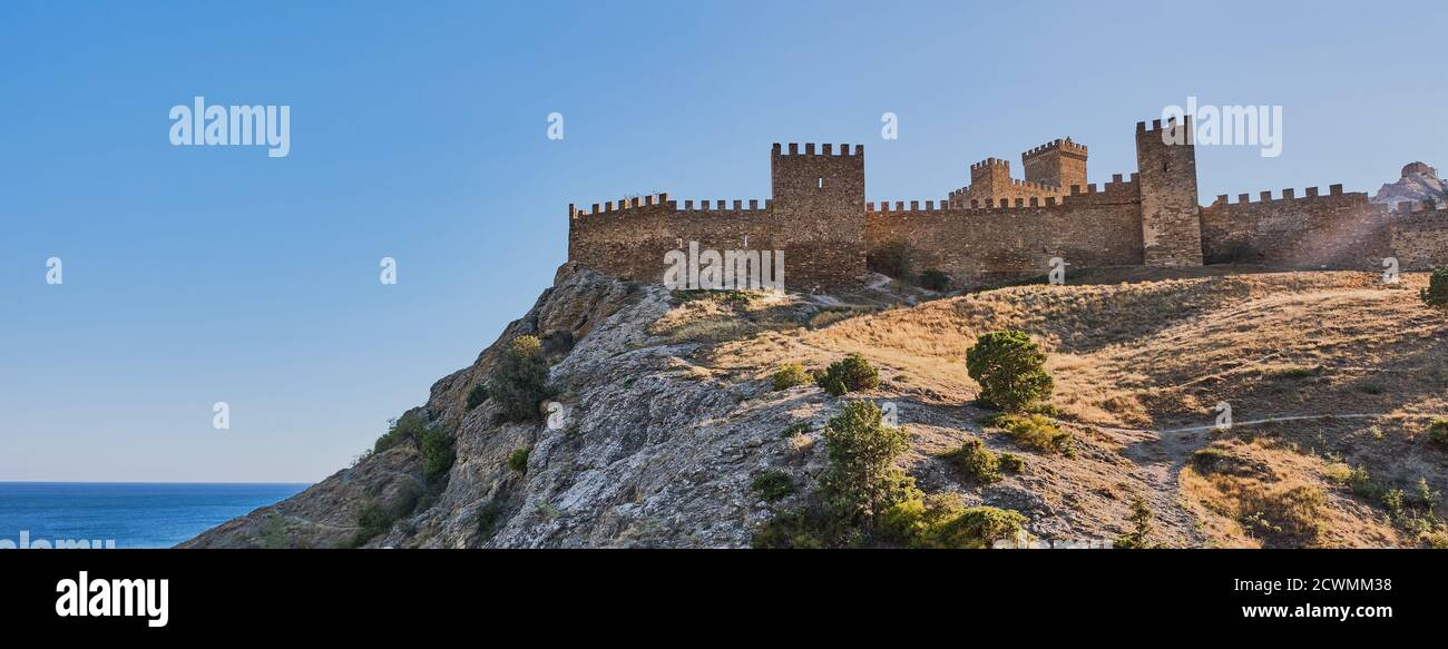 Walls and towers of a medieval Genoese fortress in Sudak, Crimean ...