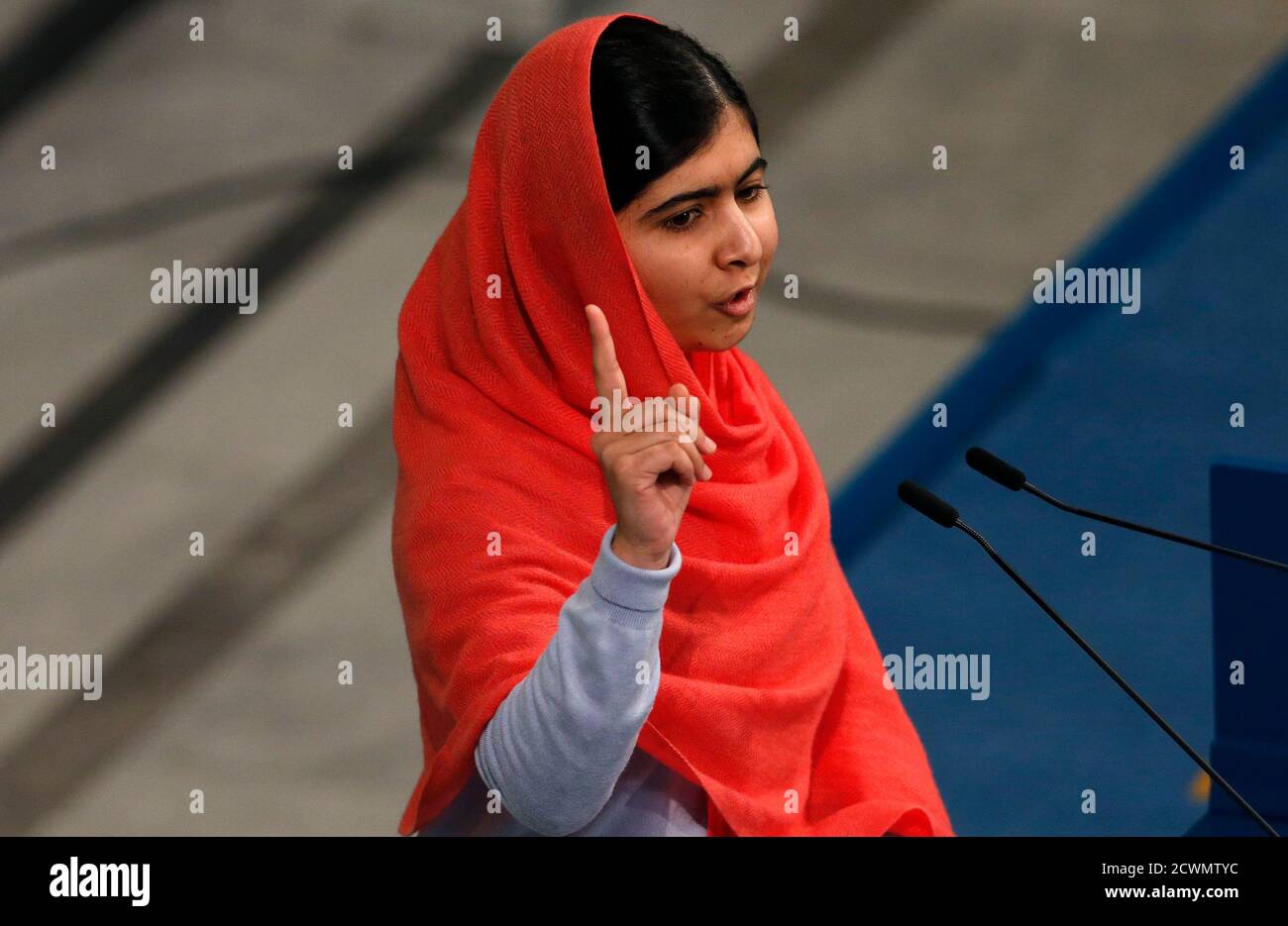 Malala yousafzai delivers her speech hi-res stock photography and ...